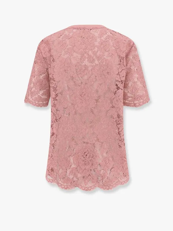 Dolce & Gabbana Floral Lace Top - Pink