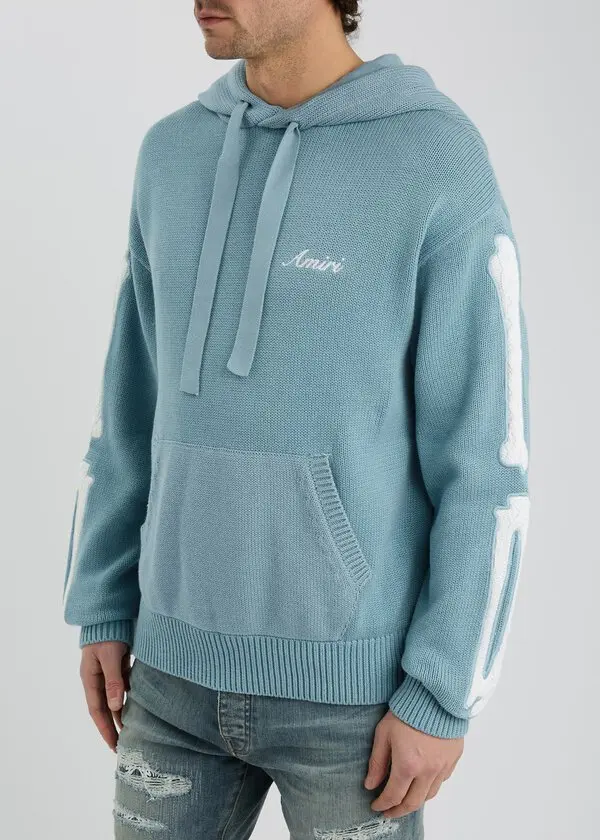 Amiri Bones Appliqué Cotton Knit Hoodie