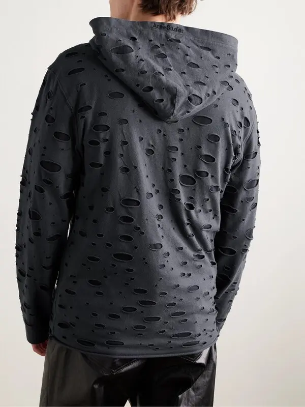 Acne Studios Eipe Distressed Cotton-jersey Hoodie