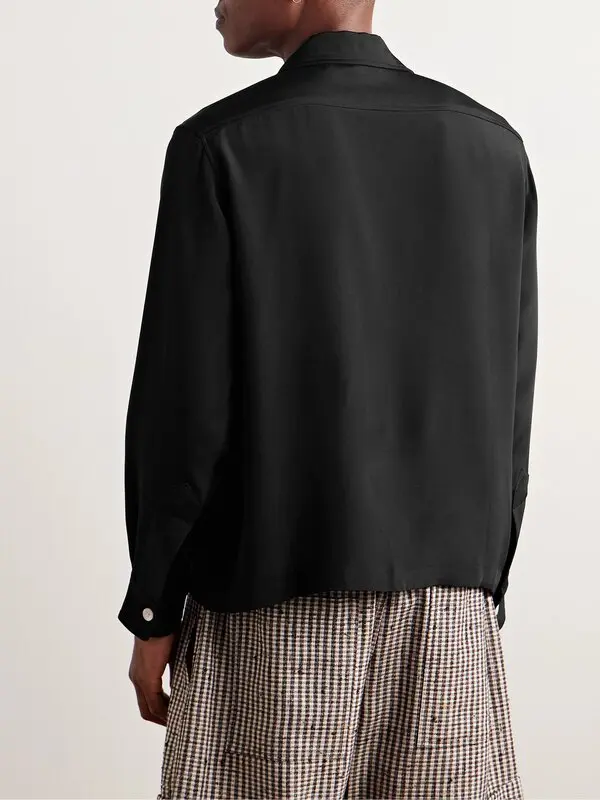 BODE Camp-collar Appliquéd Silk Shirt