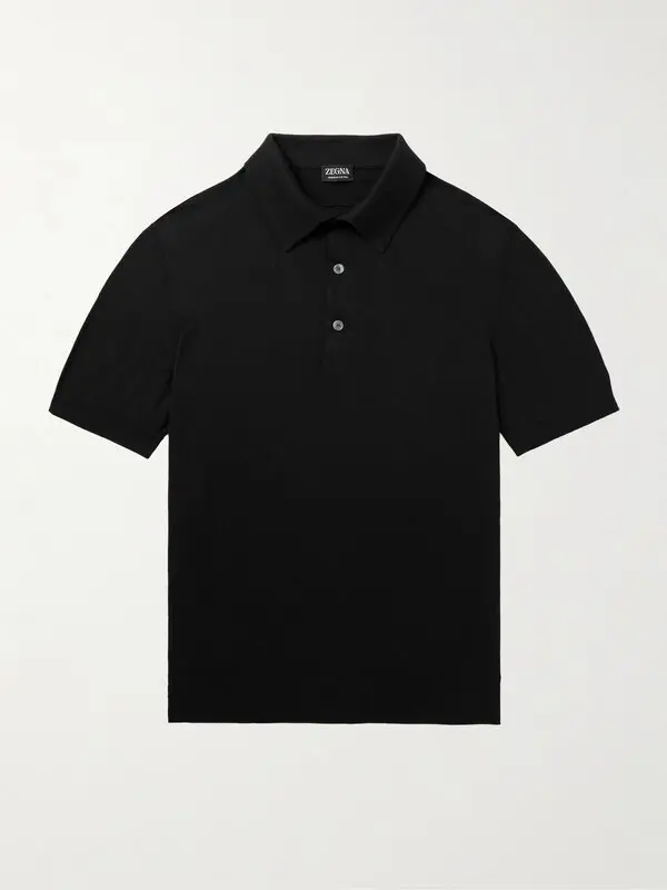 Zegna Slim-fit Cotton Polo Shirt - Black