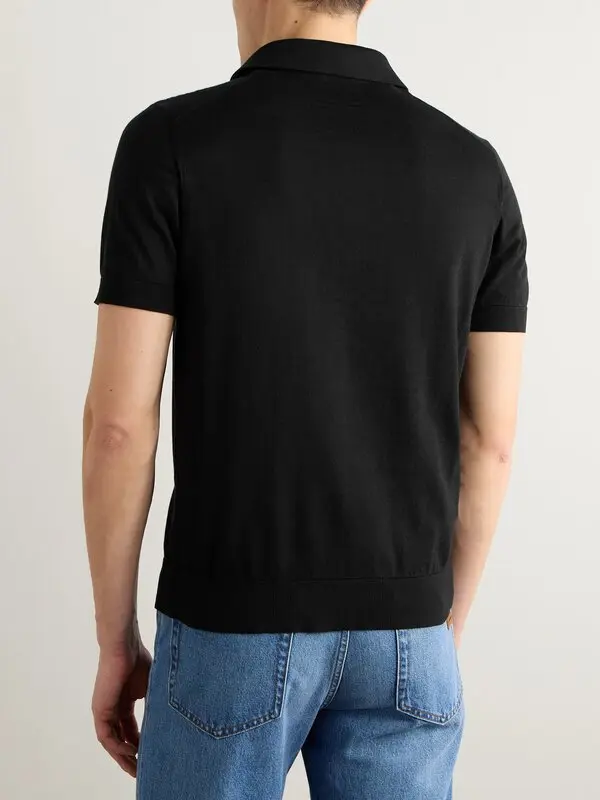 Zegna Slim-fit Cotton Polo Shirt - Black
