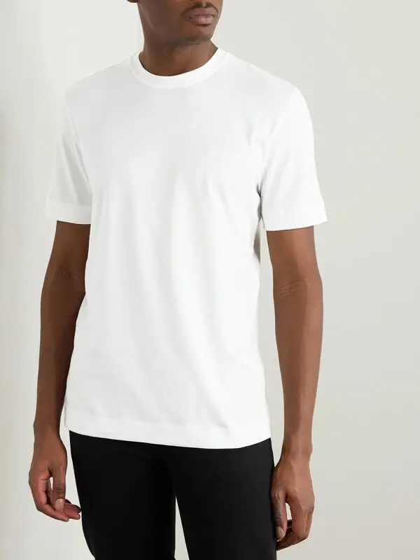 Zegna Slim-fit Logo-embroidered Cotton-jersey T-shirt - White