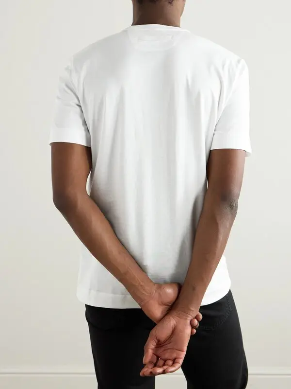 Zegna Slim-fit Logo-embroidered Cotton-jersey T-shirt - White