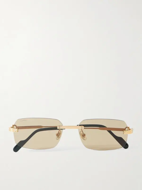 CARTIER Rimless Rectangular Sunglasses - Brown