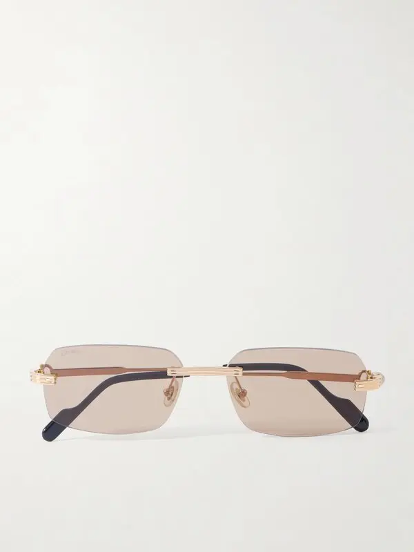 Cartier Rimless Rectangular Sunglasses - Brown