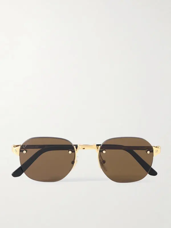 CARTIER Santos De Rimless Oval-frame Sunglasses - Gold