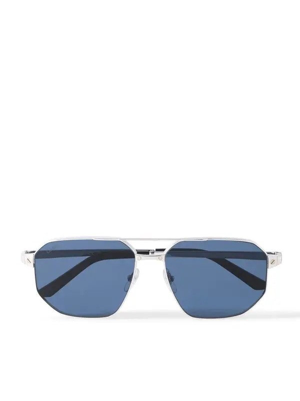 CARTIER Santos De Aviator-style Sunglasses - Silver