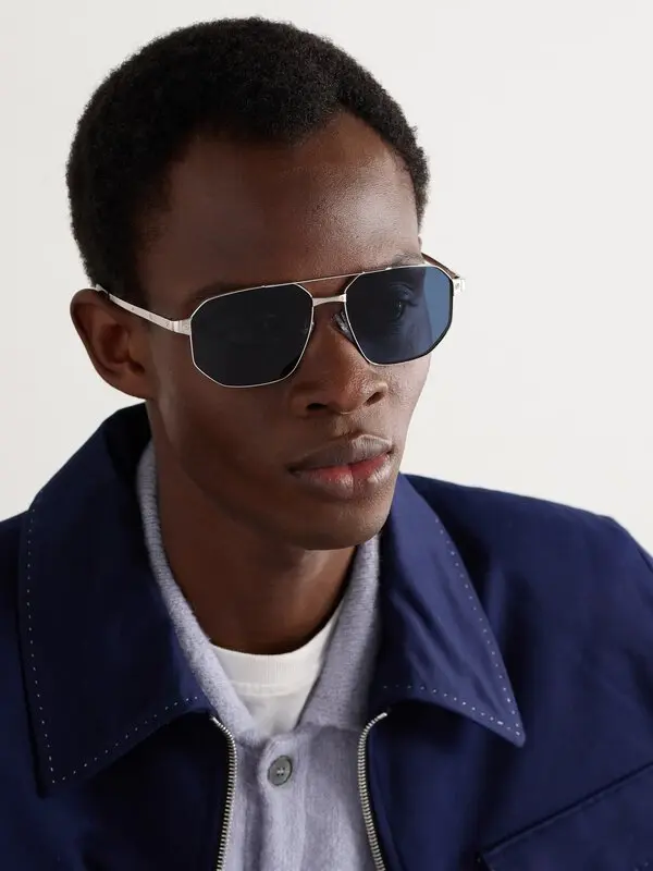 Cartier Santos De Aviator-style Sunglasses - Silver