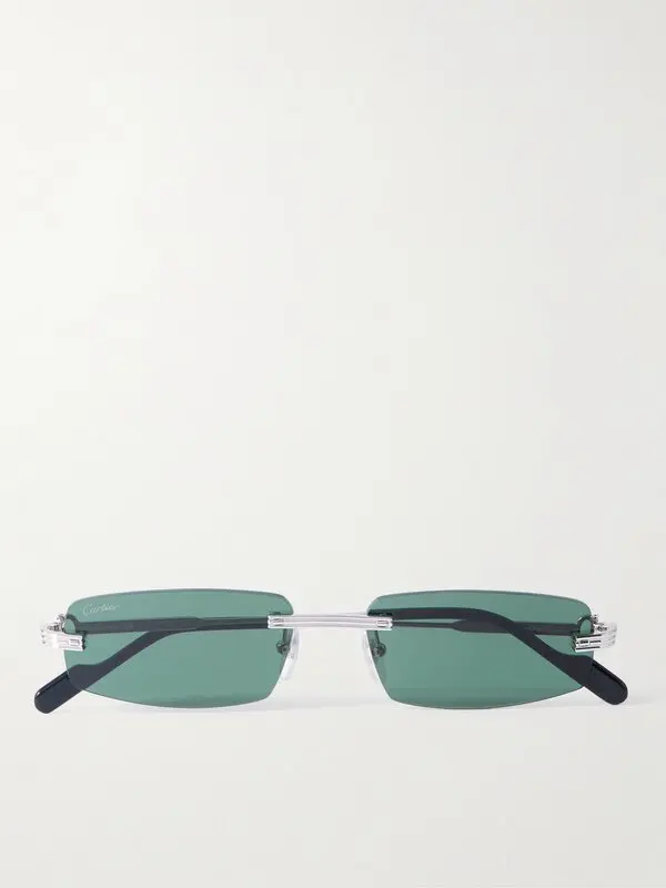 CARTIER Rimless Rectangular Sunglasses - Silver