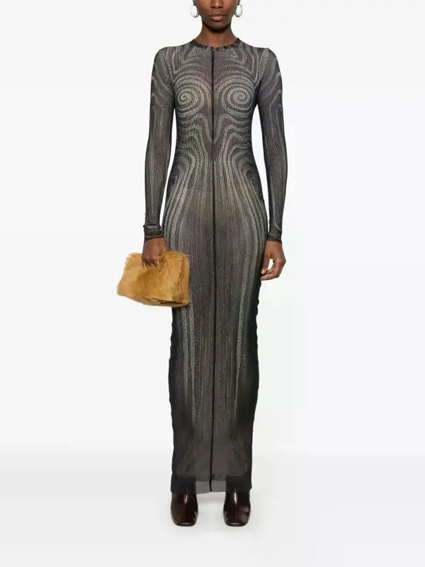 JEAN PAUL GAULTIER Spiral-print Maxi Dress