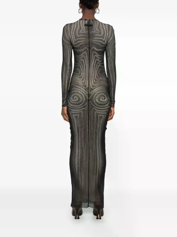 JEAN PAUL GAULTIER Spiral-print Maxi Dress