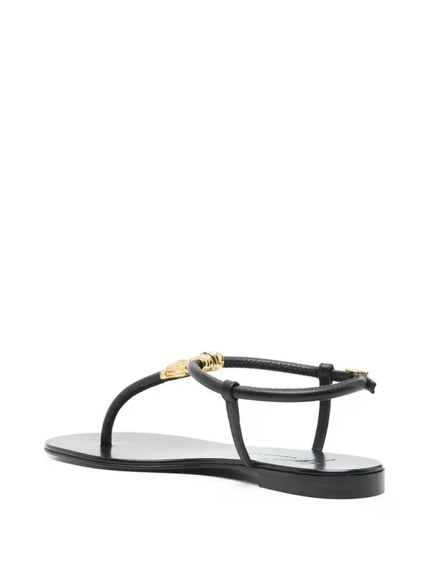GIUSEPPE ZANOTTI Leather Thong Sandals - Black