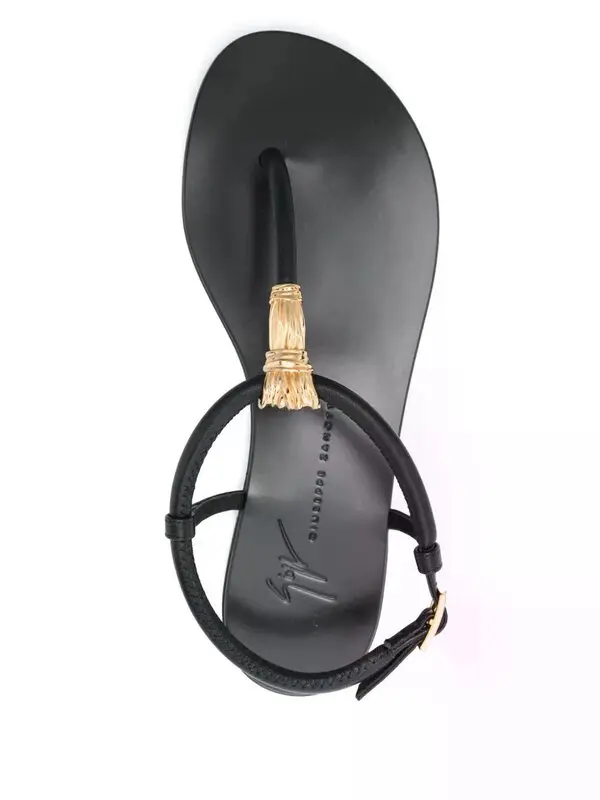 GIUSEPPE ZANOTTI Leather Thong Sandals - Black