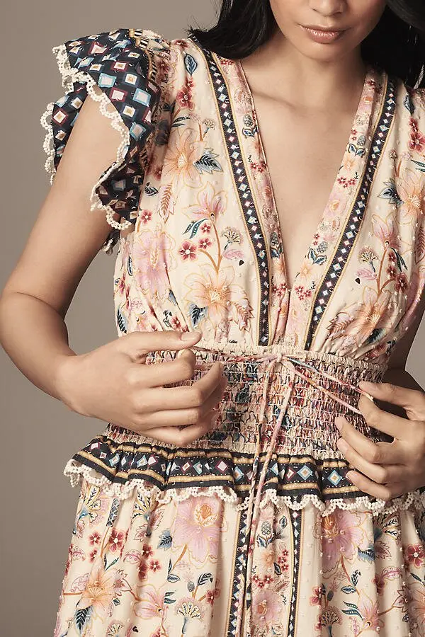 Farm Rio Superbloom Tapestry Ruffle Maxi Dress