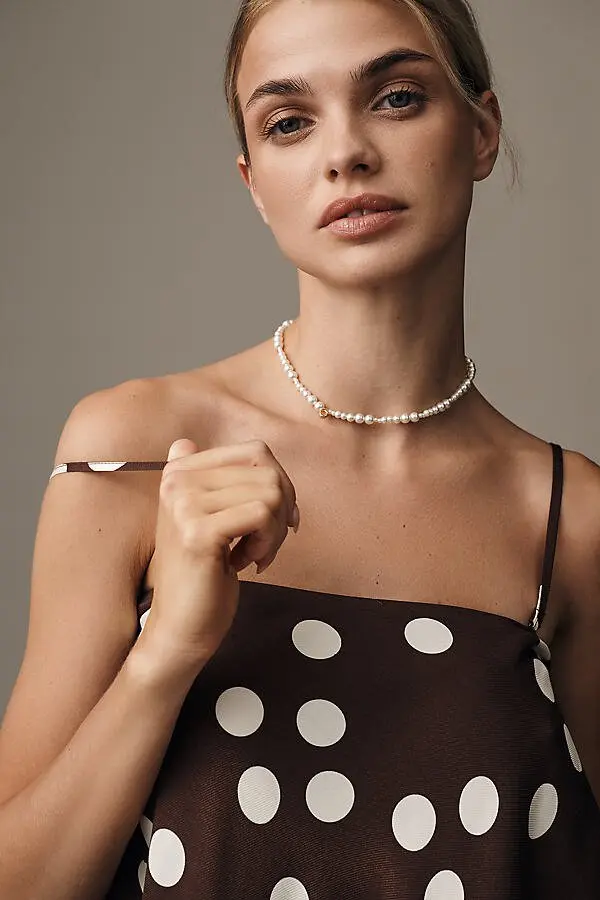 Maeve Strapless Swingy Top - Brown Dot