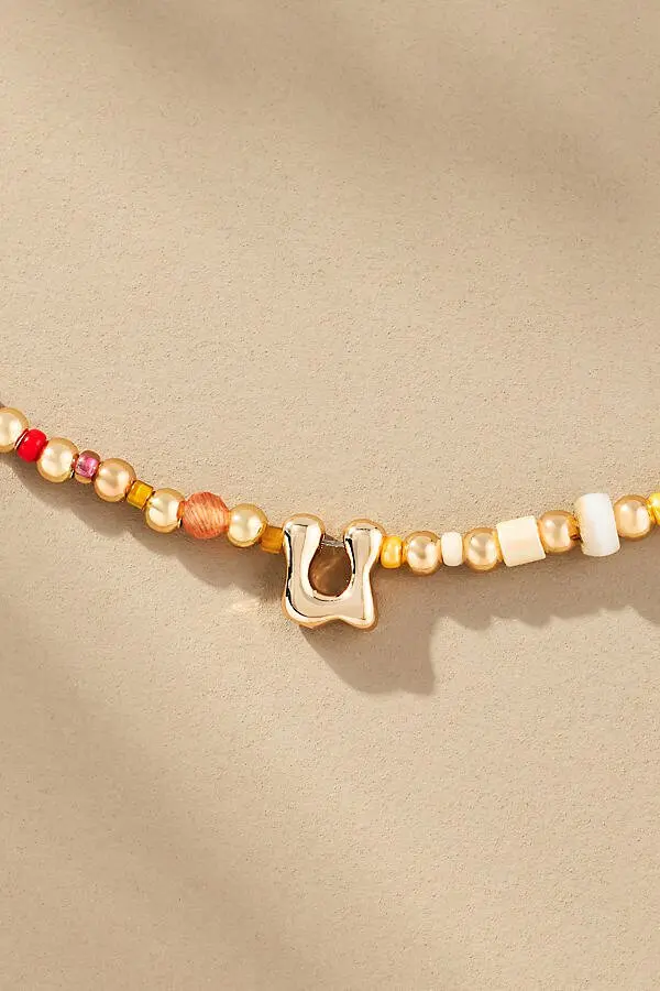 Anthropologie Beaded Monogram Necklace - U