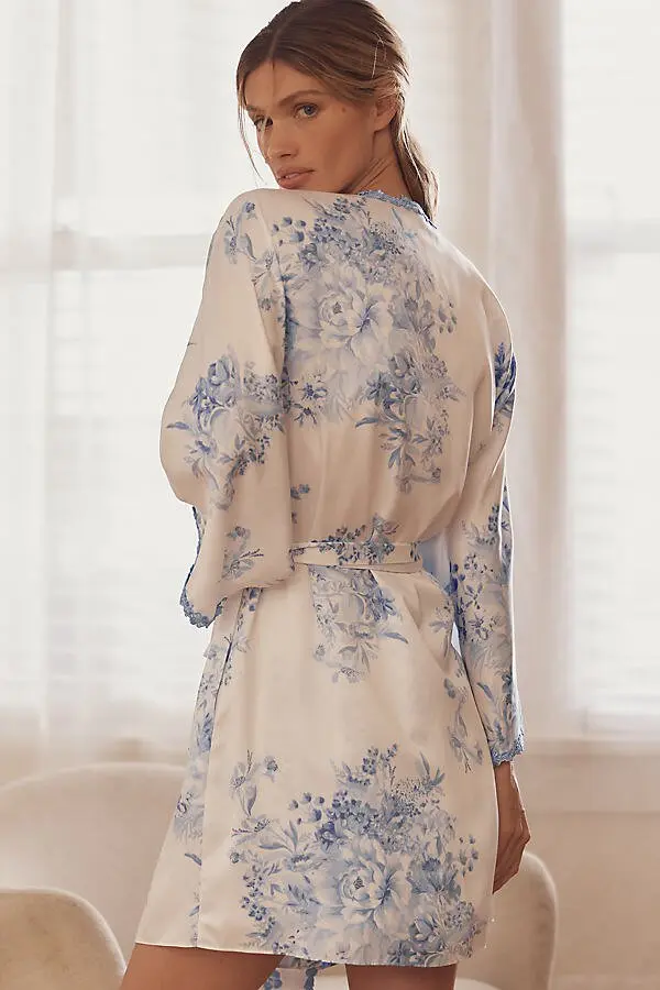 Flora Nikrooz X Bhldn Prted Showstopper Robe - Blue Floral