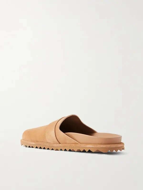 JIMMY CHOO Fayence Faux Pearl-embellished Suede Mules - Brown