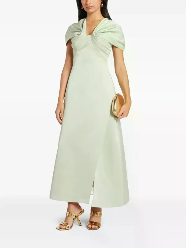 Chats By C.Dam Gathered-Detail Maxi Dress - Green