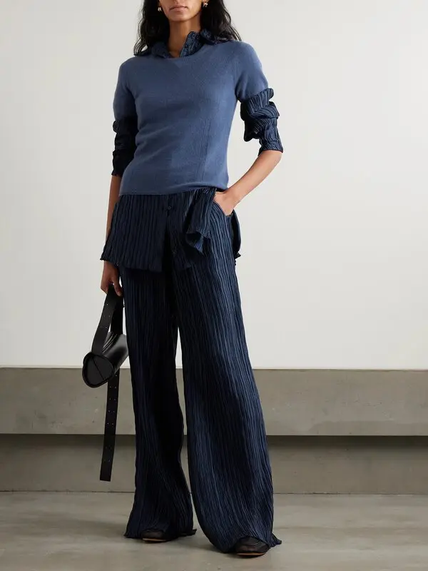 JOSEPH Pointelle-trimmed Cashmere T-shirt