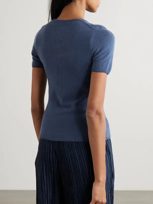 JOSEPH Pointelle-trimmed Cashmere T-shirt