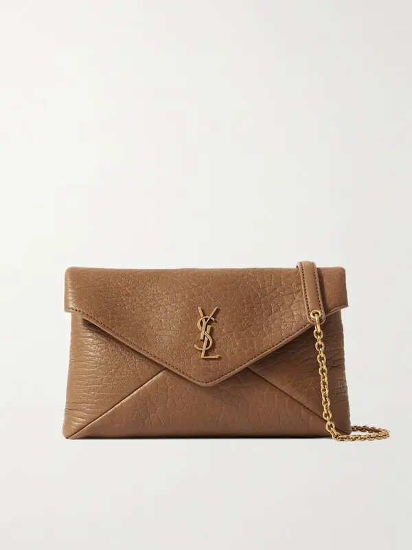 Saint Laurent Cassandre Mini Textured-leather Shoulder Bag - Brown