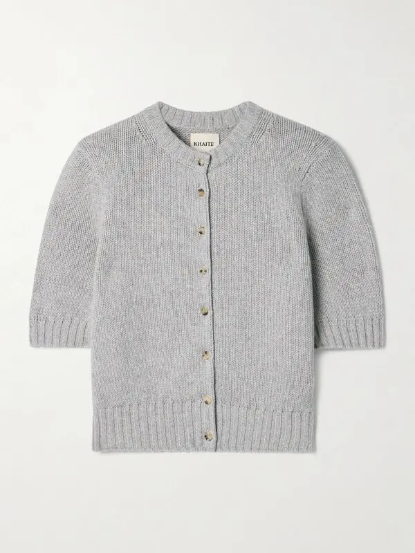 Khaite Nora Cropped Cashmere Cardigan - Gray