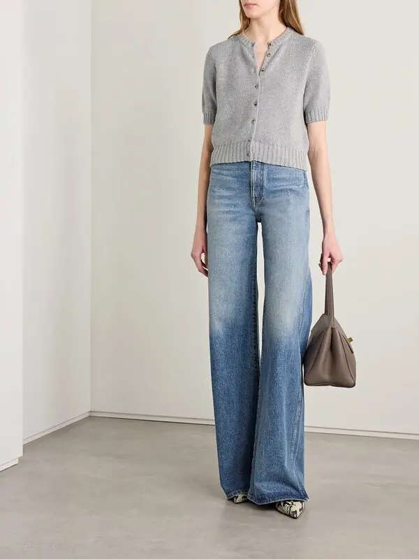 Khaite Nora Cropped Cashmere Cardigan - Gray