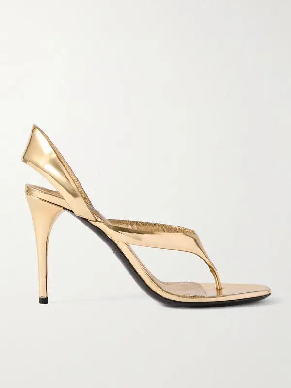 Alaïa Tong 90 Mirrored-leather Sandals - Gold