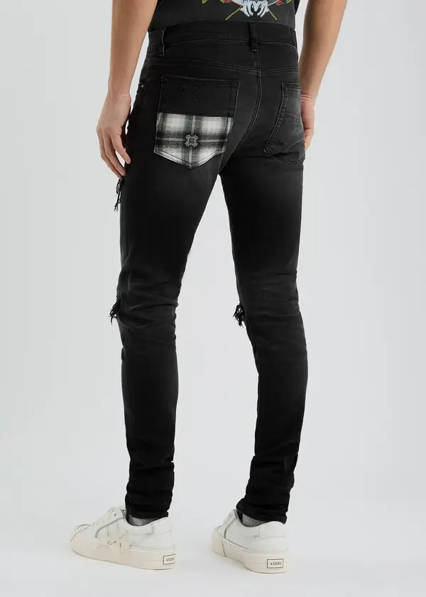 Amiri Mx1 Quad Distressed Skinny Jeans In Black - 60% Off