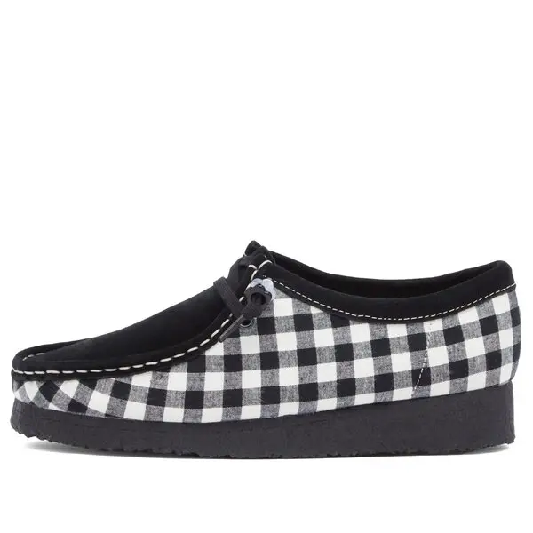 Clarks Wallabee Lace Up Shoes - Black/white Gingham