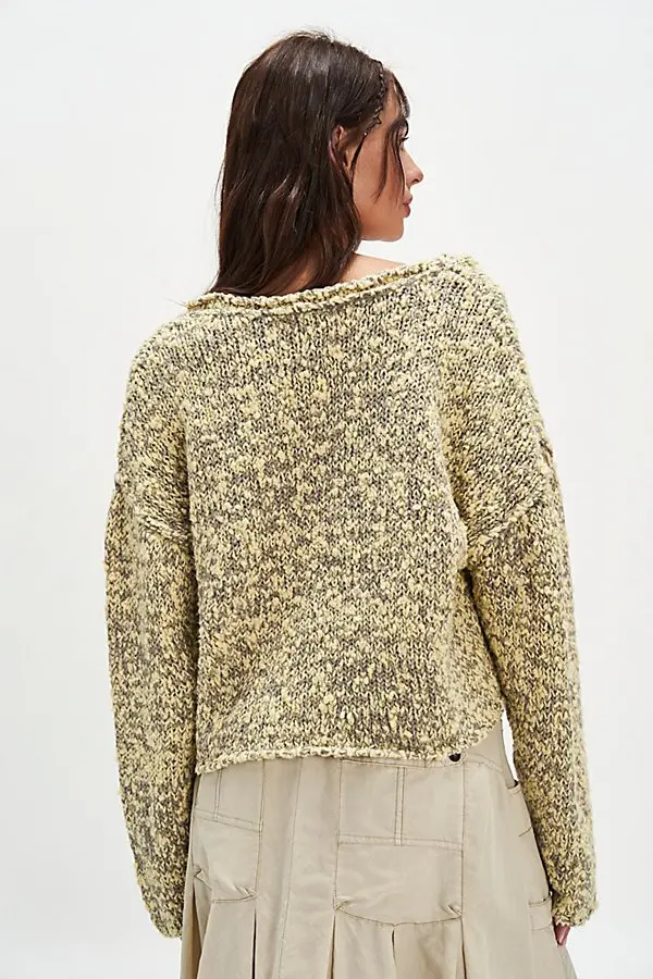 Free People Firefly Pullover - Grey Lemon Combo