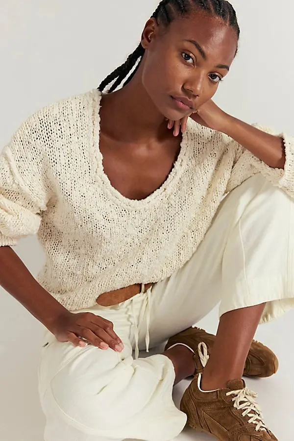 Free People Firefly Pullover - Ivory Tea Combo