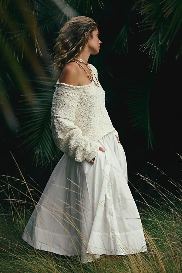 Free People Firefly Relaxed Fit Pullover - Ivory Tea Combo