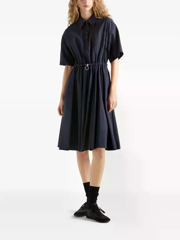 Prada Pongé Short-sleeve Midi Dress