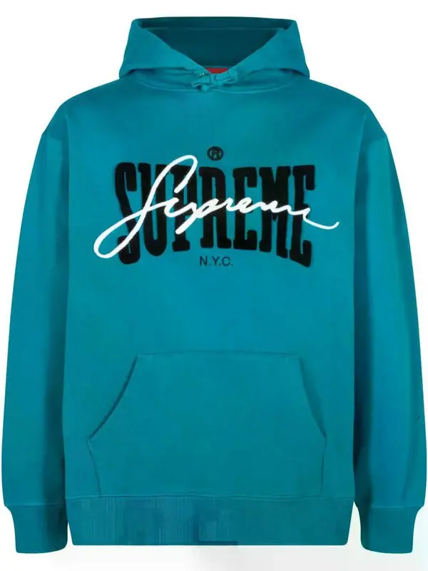 Supreme Ss 22 Dark Teal Chenille-embroidered Hoodie