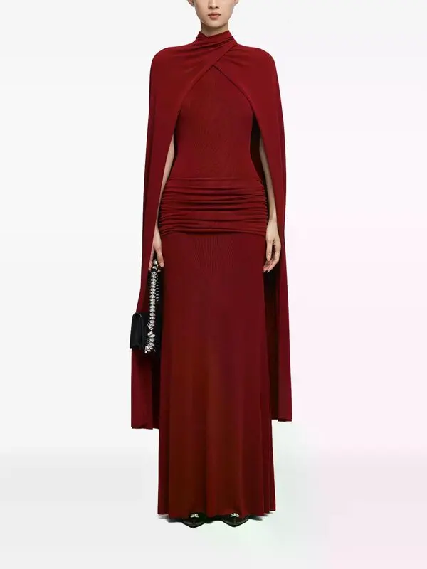 Chats By C.Dam Valeris Cape Dress In Red - 30% Off | Editorialist