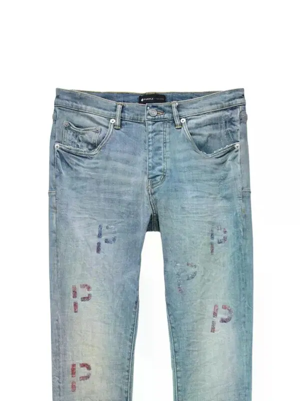 PURPLE BRAND Embroidered Plaid Jeans