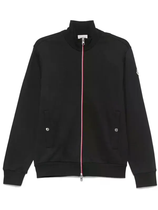 Moncler Tricolour-trim Cotton Sweater - Blue