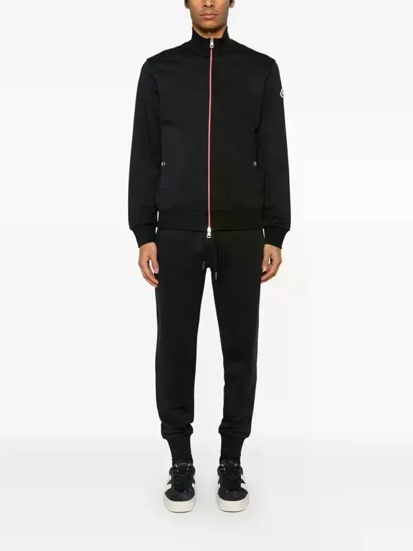 Moncler Tricolour-trim Cotton Sweater - Blue