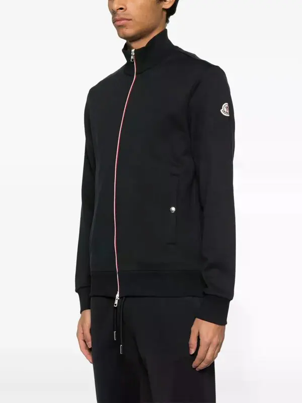 Moncler Tricolour-trim Cotton Sweater - Blue