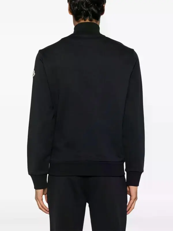 Moncler Tricolour-trim Cotton Sweater - Blue