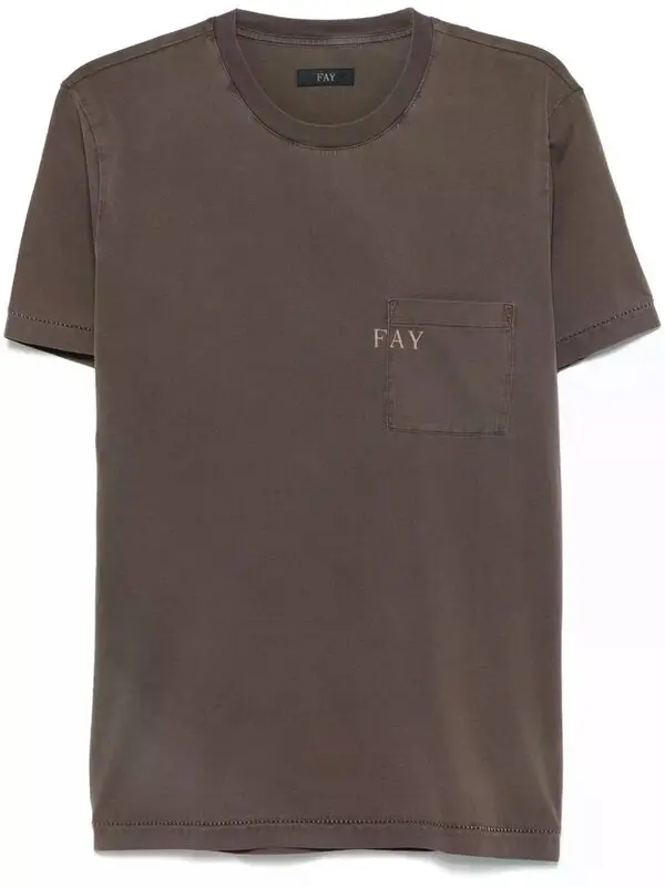 FAY Logo-print T-shirt - Brown