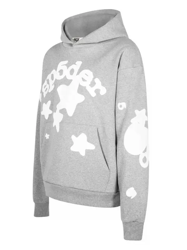 SP5DER Hoodie With Star Print - Grey