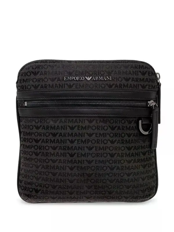 Emporio Armani All-over Lettering Messenger Bag - Grey