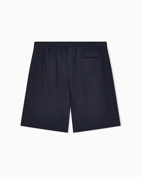 Giorgio Armani Linen Canvas Bermuda Shorts - Blue