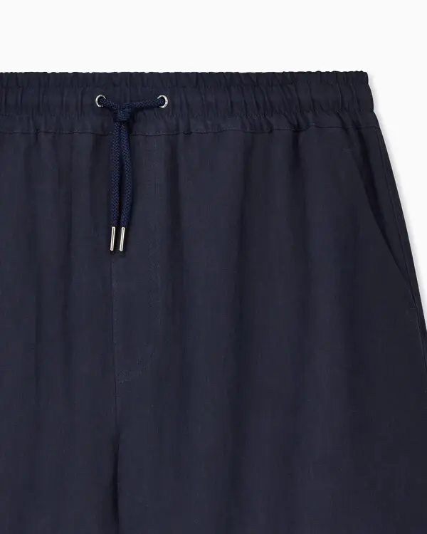 Giorgio Armani Linen Canvas Bermuda Shorts - Blue