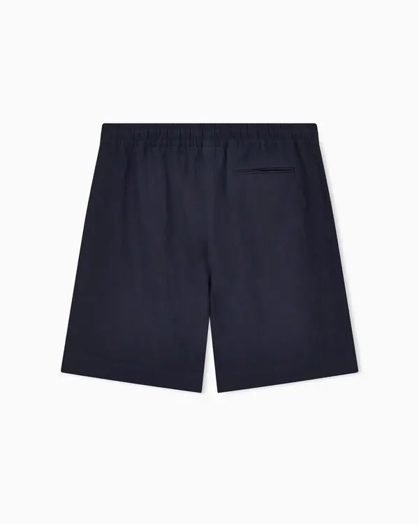 Giorgio Armani Linen Canvas Bermuda Shorts - Blue