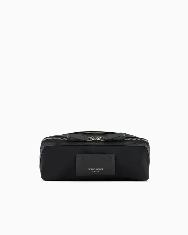 Giorgio Armani Nylon And Leather Washbag - Black